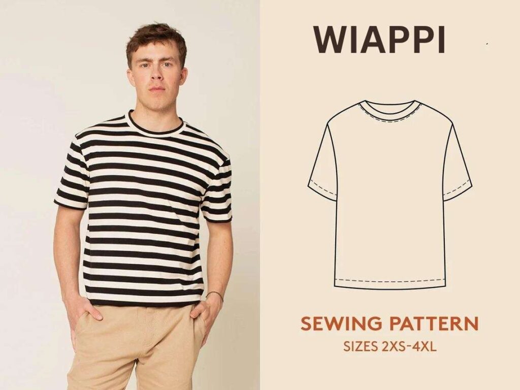 T-shirt Sewing Pattern With Tutorial, sizes 2XS-4XL, Easy Sewing ...